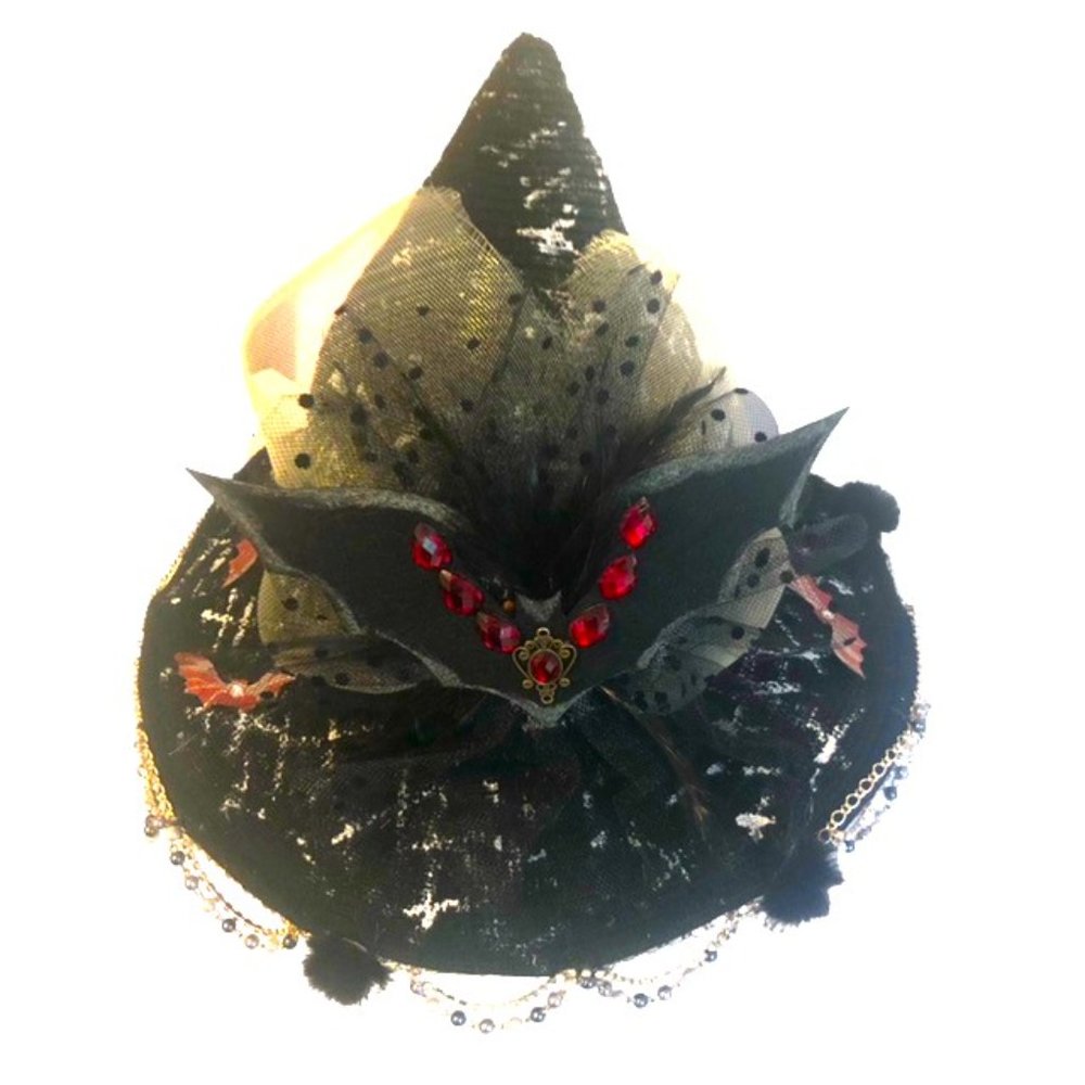 Handcrafted Y2k Halloween Party Bat Decorated Black H… - Gem